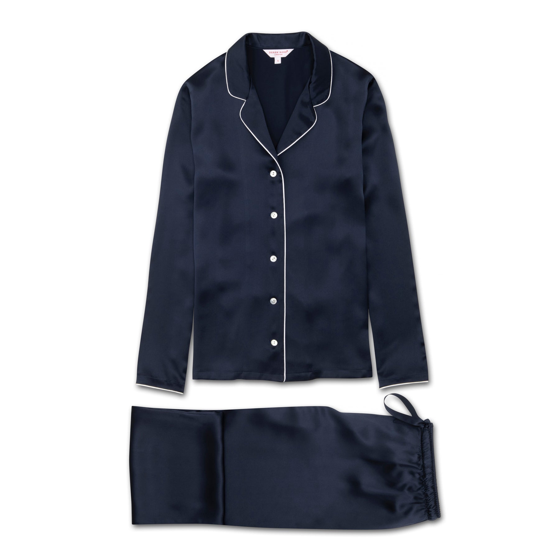 Women's Silk Satin Pyjamas - Navy | 88SHEEP