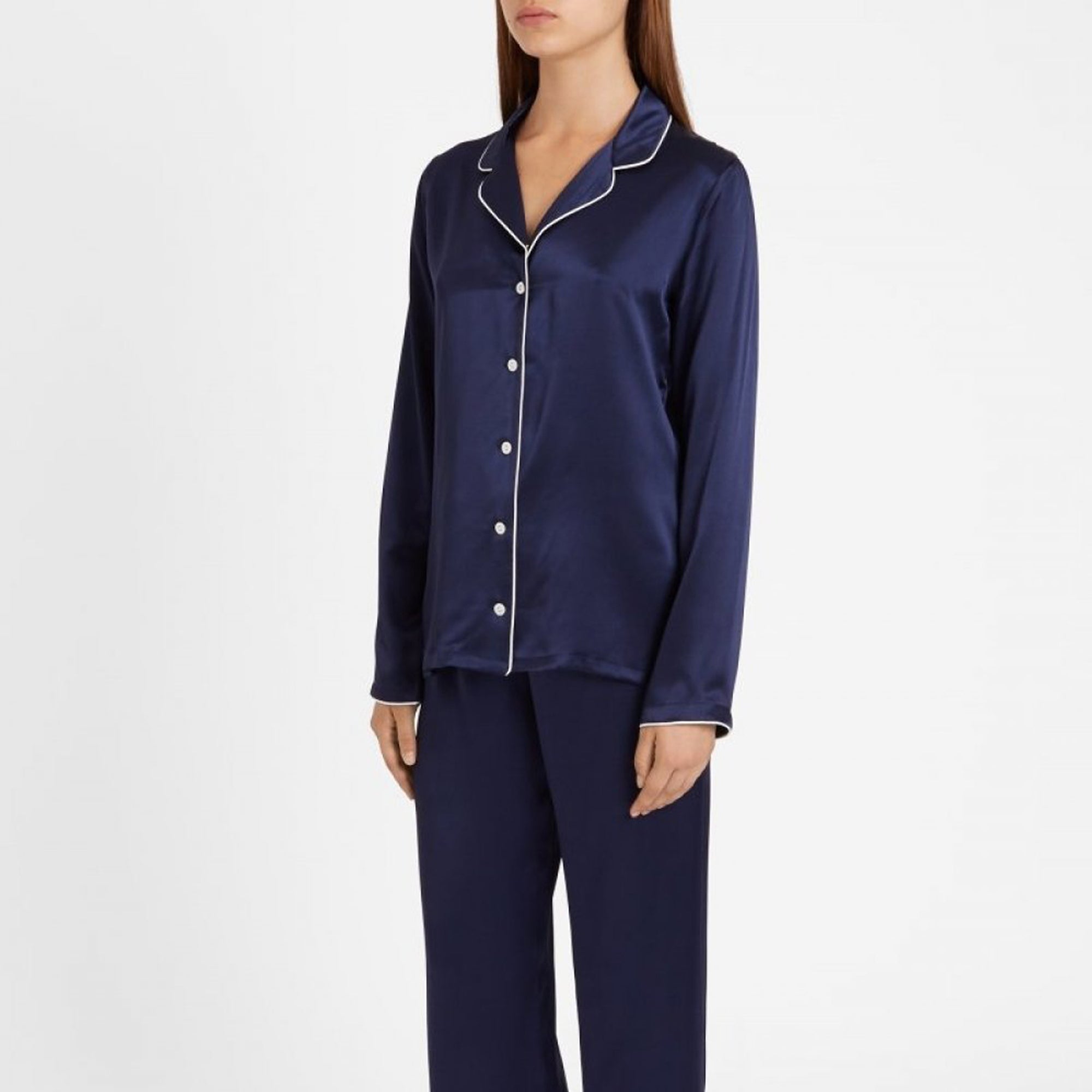 Women's Silk Satin Pyjamas - Navy | 88SHEEP